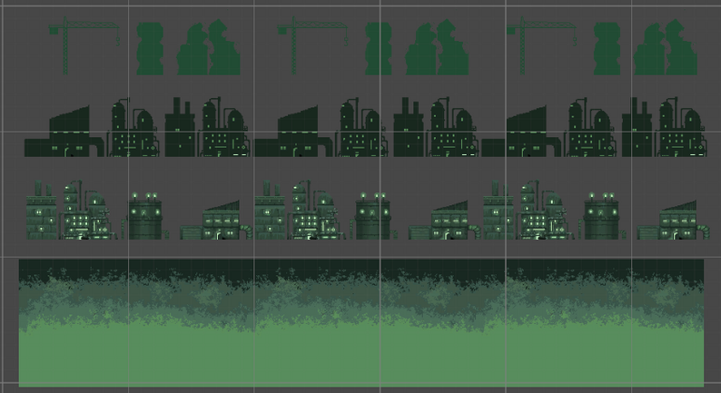 Industrial Pixel Art Background Pack - Dark Green Industrial Zone by YanVS