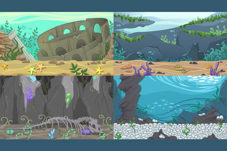 Underwater World 2D Game Kit by Free Game Assets (GUI, Sprite, Tilesets)