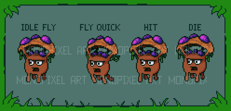 Flying Forest Monsters 2D Pixel Art by MonoPixelArt