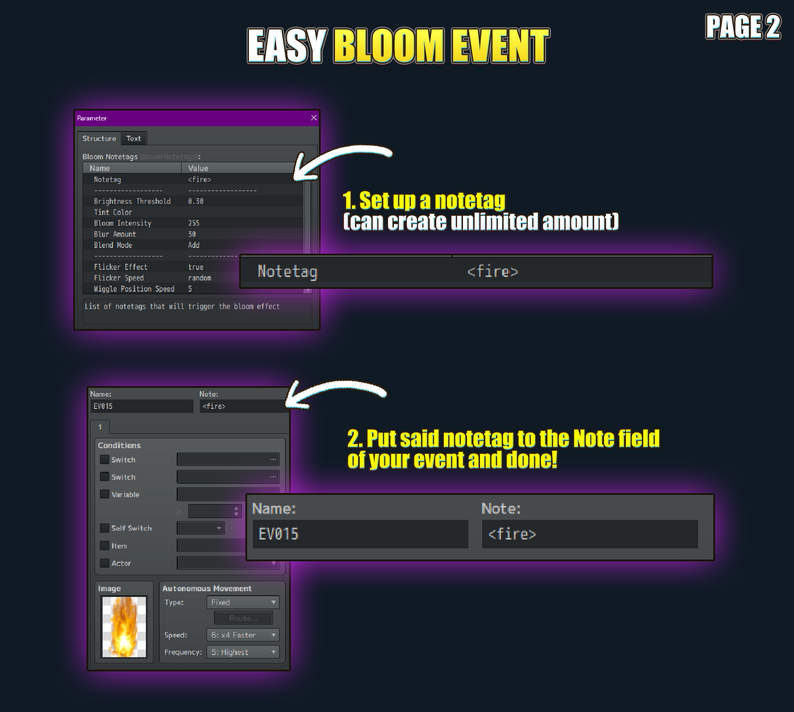 Easy Event Bloom - RPG Maker MZ Plugin by Sang Hendrix
