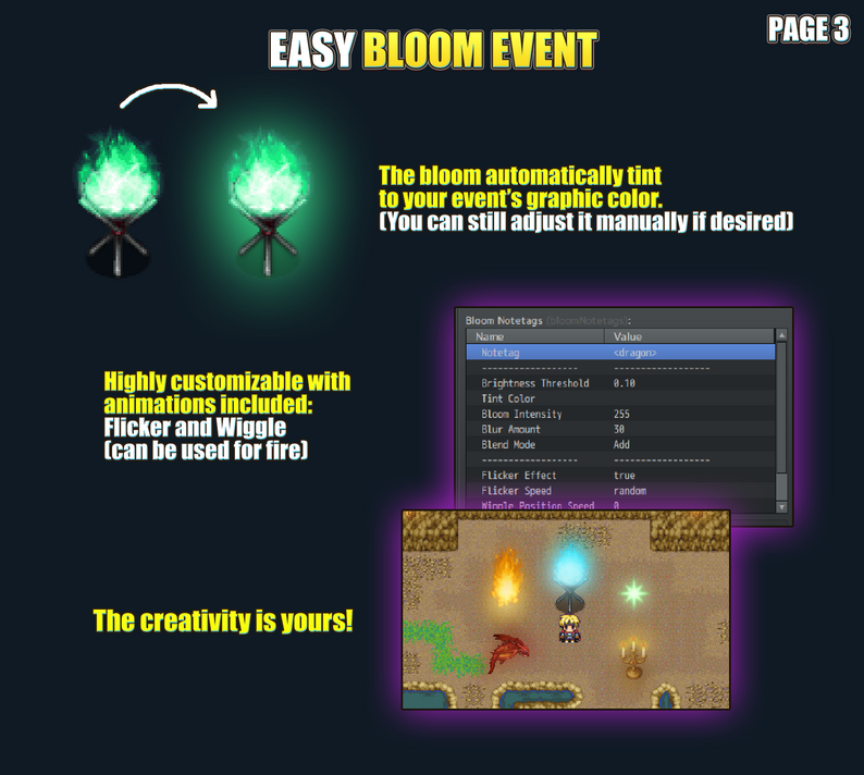 Easy Event Bloom - RPG Maker MZ Plugin by Sang Hendrix