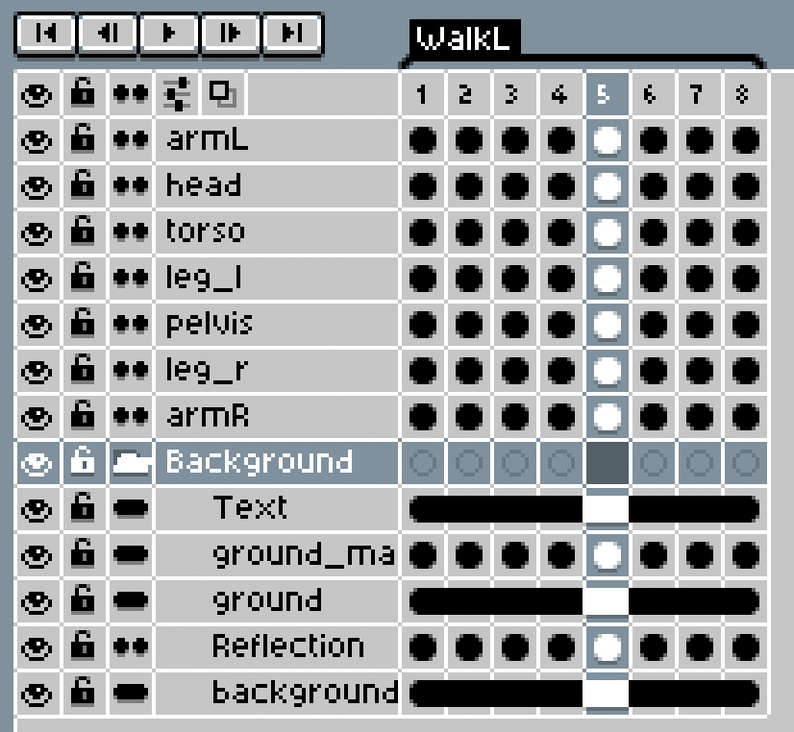 8-frame pixel art walk cycle template by MostlyDecentGames