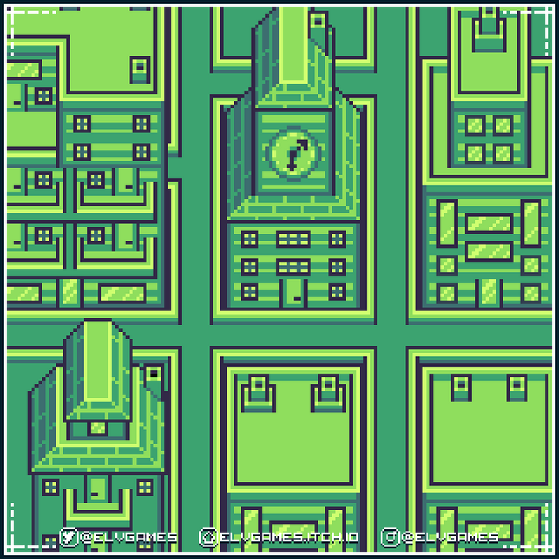 8x8 Buildings Tileset 8-Bit Game Asset [Retro Adventure] by ELV Games