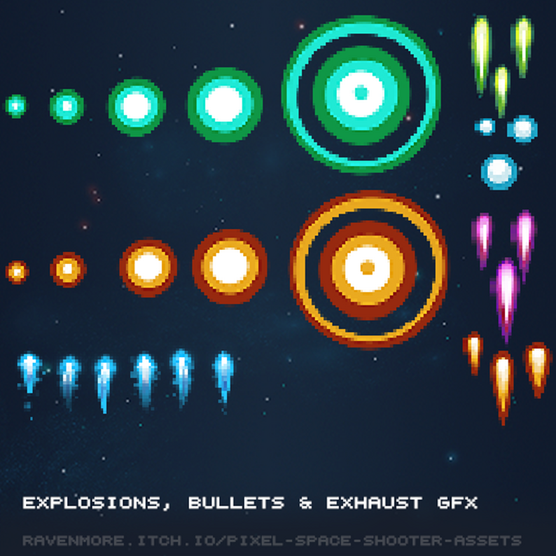 Pixel Space Shooter Assets by Ravenmore