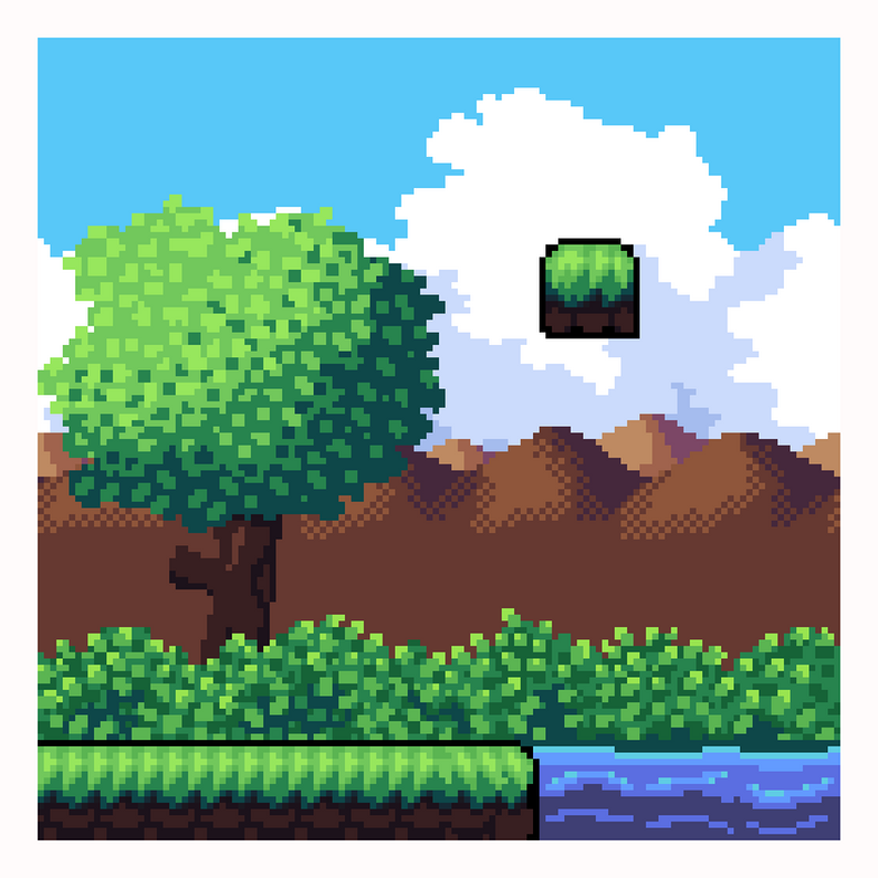 Simple 16x16px tilesets + background assets: Forest by Crywolfe