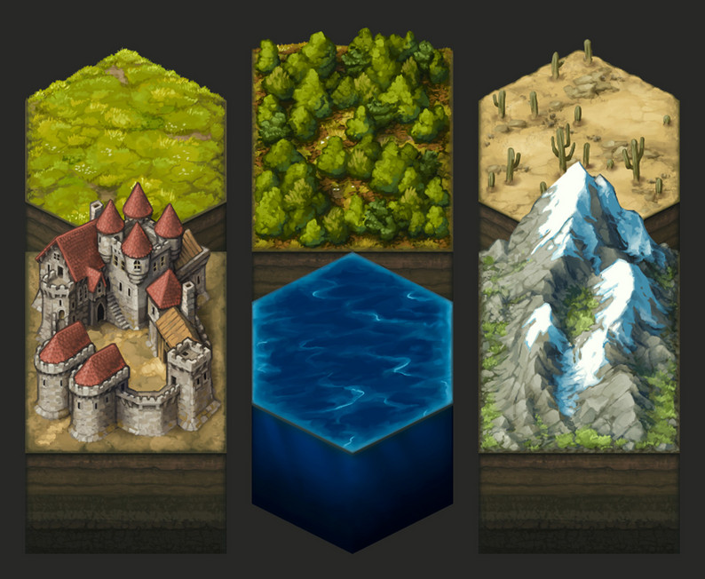 Hex and Tile Terrain Sample Set by David Baumgart