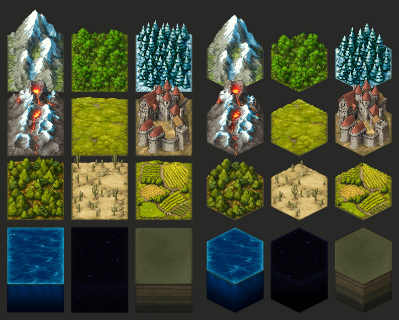 Hex and Tile Terrain Sample Set by David Baumgart
