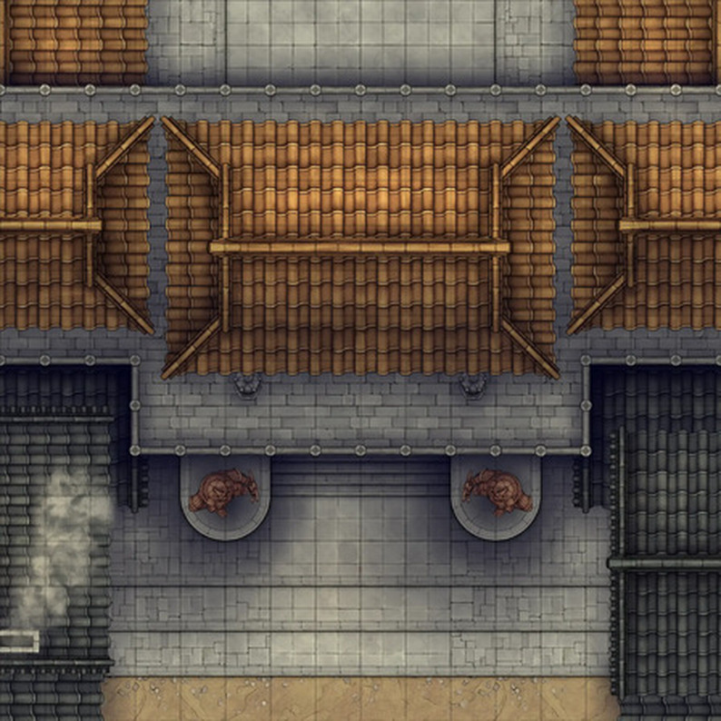 Modular Japanese City Streets D&D/DnD Battlemap Tileset by Cyclopean