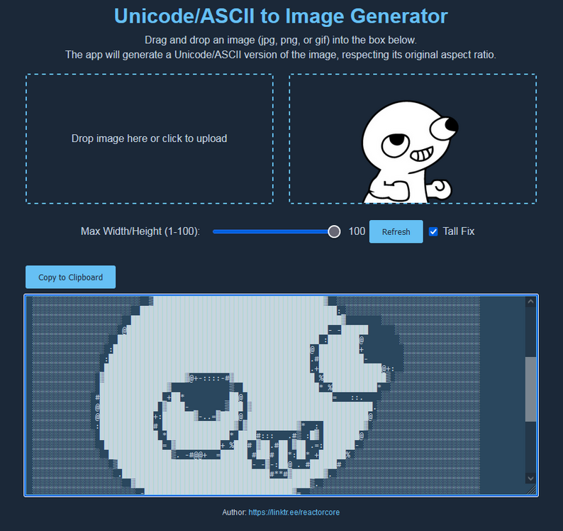 Image to UnicodeASCII Generator by Reactorcore