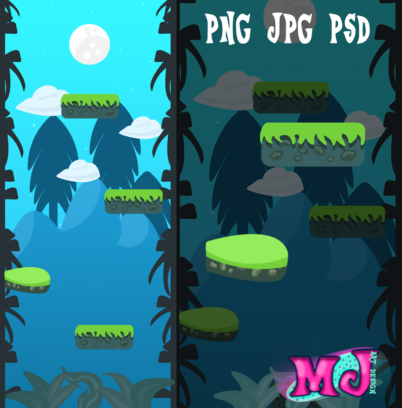 VERTICAL 2D GAME BACKGROUNDS by MarwaMJ
