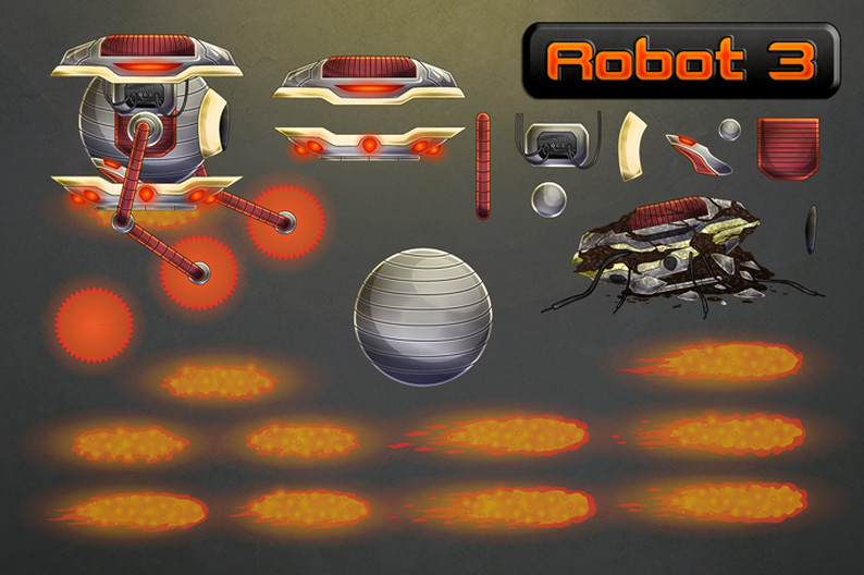 Flying Robot 2D Sprites by Free Game Assets (GUI, Sprite, Tilesets)