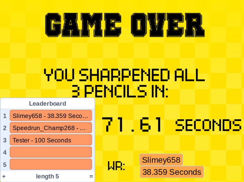 Speedrun Sharpening Championship - (In Scratch) by Slimey658