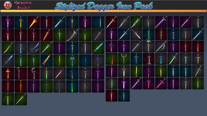 Stylized Dagger Icon Pack by Kalponic Studio
