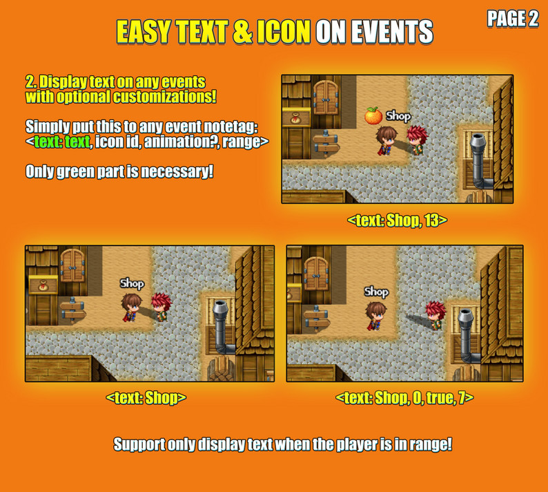 Easy Text & Icon on Events - RPG Maker MZ Plugin by Sang Hendrix