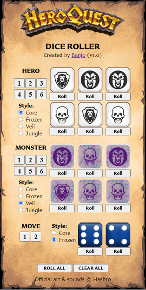 HeroQuest Dice Roller by Banjo