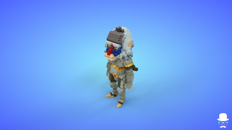 Baboon Knight Voxel Character - 3D Lowpoly Fantasy Creature by MrMGames