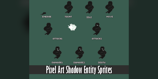 2D Pixel Art Shadow Entity Sprites by Elthen's Pixel Art Shop