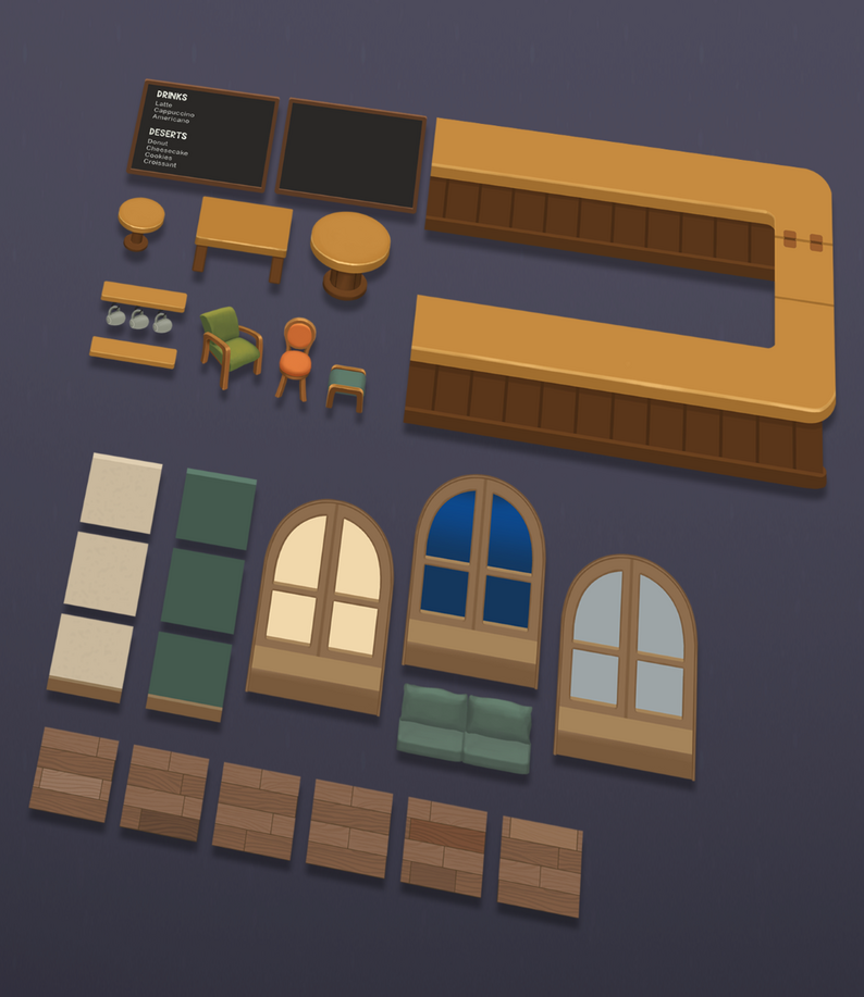 Hand-Painted 2D Cozy Cafe by purplehill