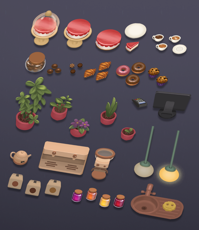Hand-Painted 2D Cozy Cafe by purplehill