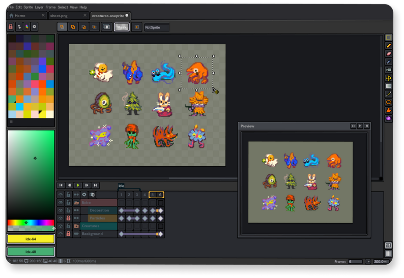 Renewed Classic - HD Aseprite Theme by oworowo (Gabriel Cortabraz)