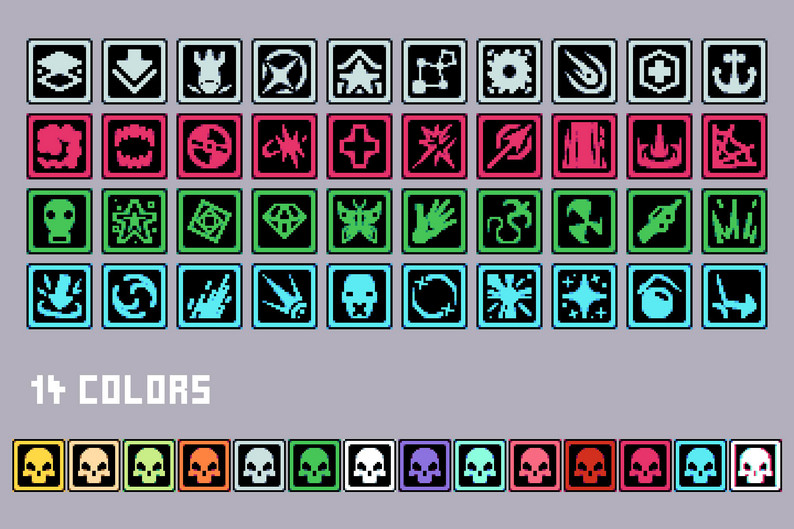 Pixel 40 Skill Icons for Cyberpunk Game by Free Game Assets (GUI ...