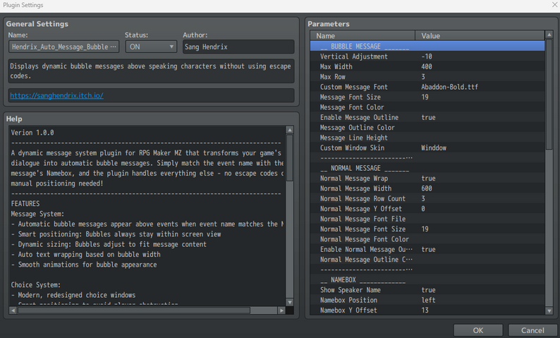 Smart Bubble Message - RPG Maker MZ Plugin by Sang Hendrix