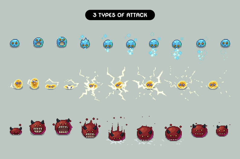 Pixel Art Slime Enemies Sprite Pack by Free Game Assets (GUI, Sprite ...