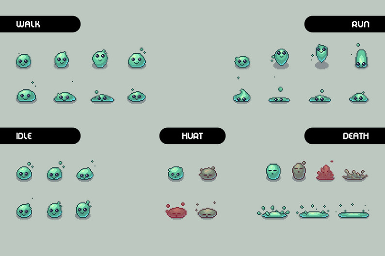 Free Slime Mobs Pixel Art by Free Game Assets (GUI, Sprite, Tilesets)