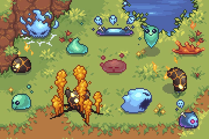 Free Slime Mobs Pixel Art by Free Game Assets (GUI, Sprite, Tilesets)