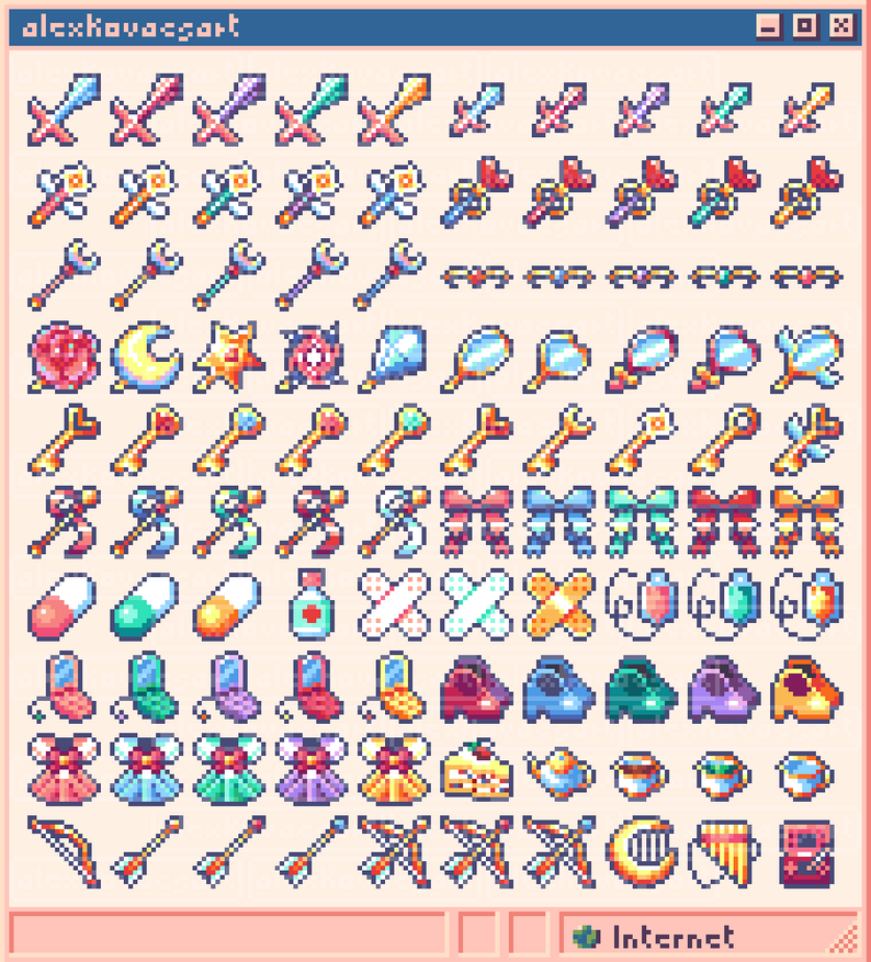 100 FREE Magical Girl / Mahou Shoujo Pixel Art Icons! by alexkovacsart