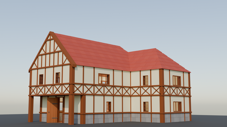 Stylised Low Poly Modular Medieval House Pack by mortaleh