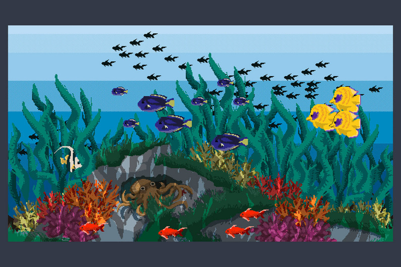 Pixel Underwater World Backgrounds by Free Game Assets (GUI, Sprite ...