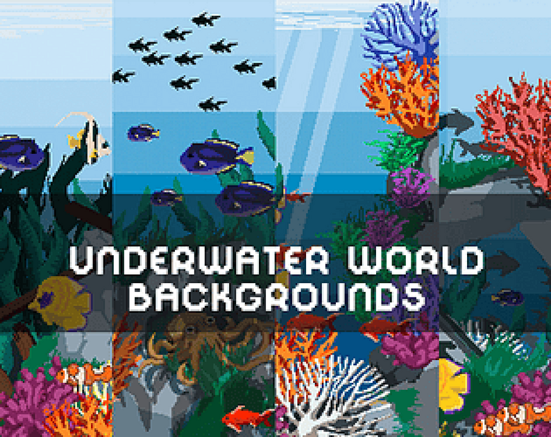 Pixel Underwater World Backgrounds by Free Game Assets (GUI, Sprite ...