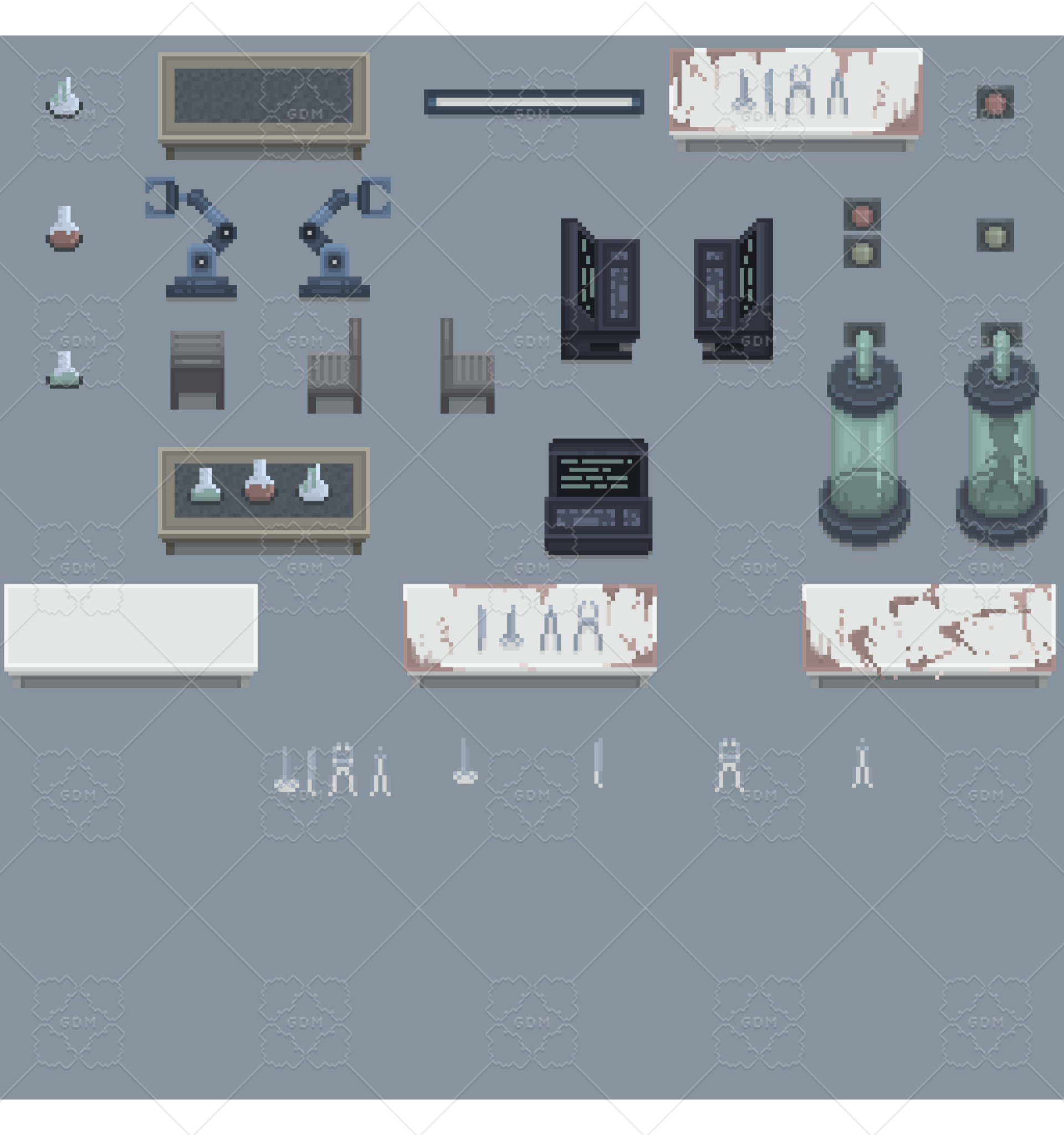 Top Down Laboratory Tileset - Pixel Art 32x32 by Void Arts
