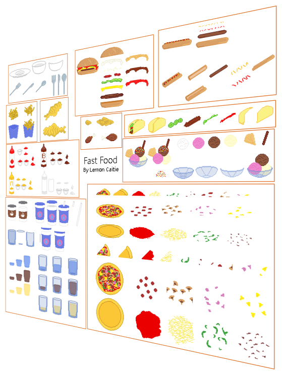 Fast food: pixel art asset pack by LemonCaitie