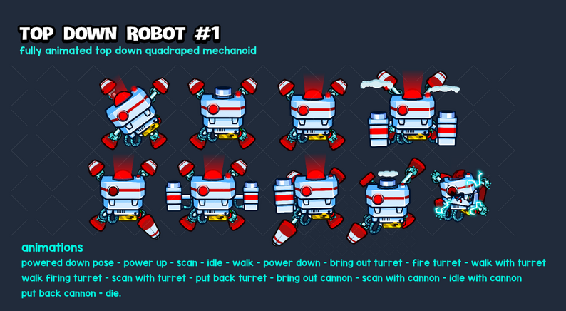 Animated top down mechanoid robot by Robert Brooks ...
