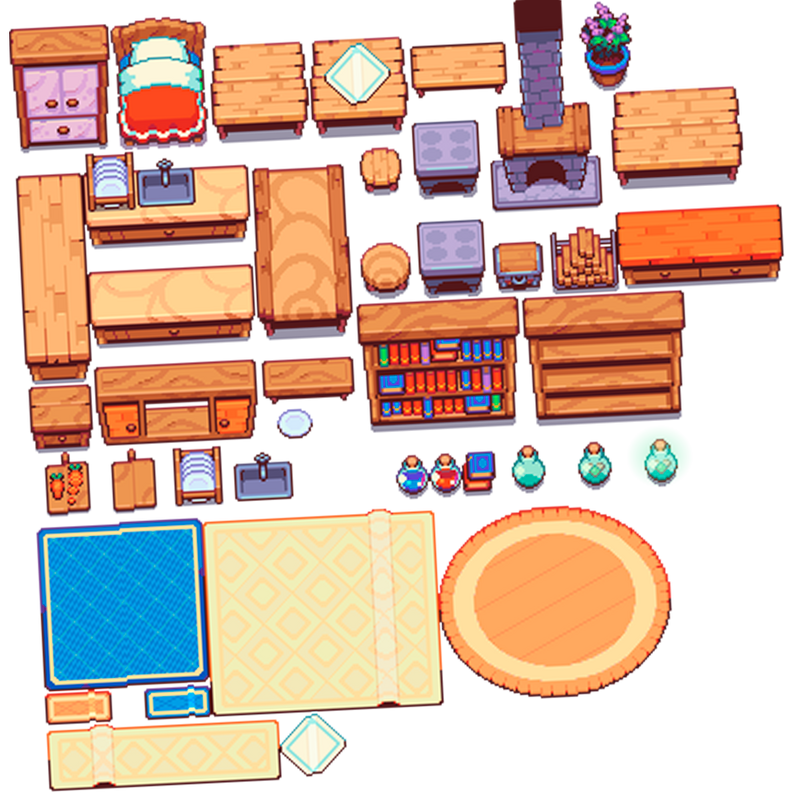 2D Pixel Art Interior Pack: Fantasy House by Shimmy