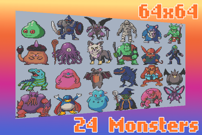 Retro Pixel Monster Asset Pack 1 Free by hsmtug
