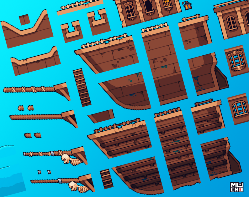 Pirate Ship Tileset Pack by Mucho Pixels
