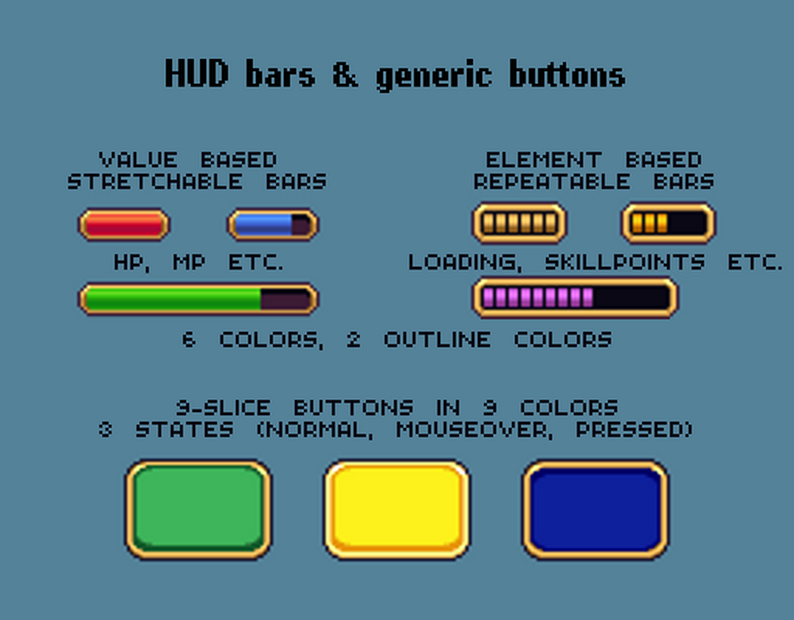 Pixel Menu GUI HUD Basicset & Icons by Thomas Feichtmeir "Cyangmou"
