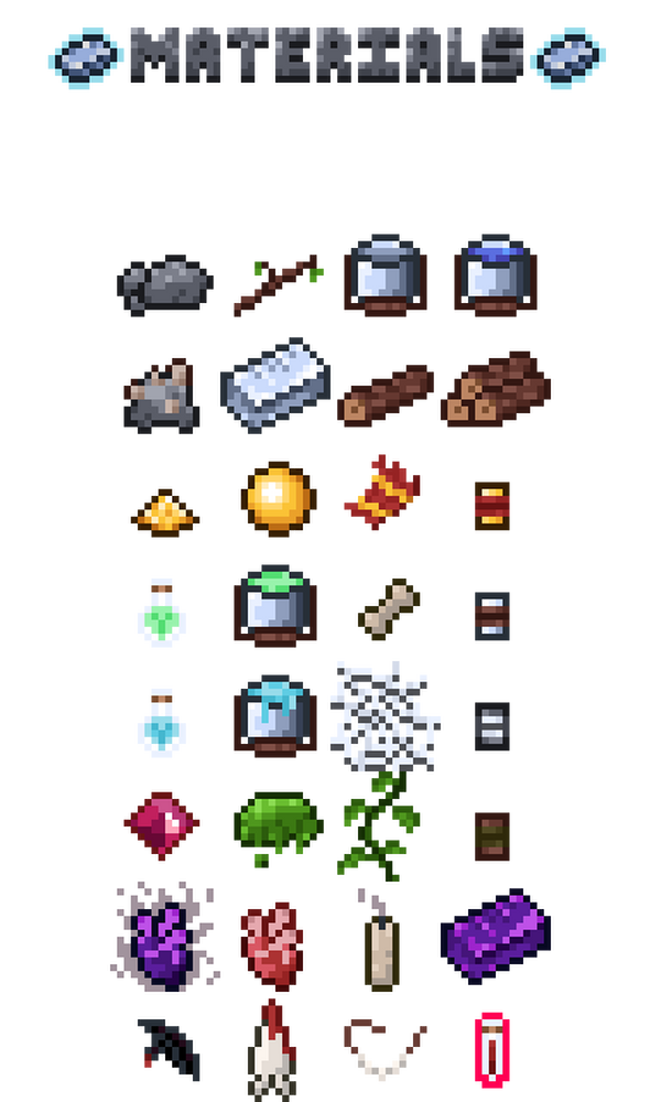 100+ 16x16 pixel art item/weapon pack by be a fish studios