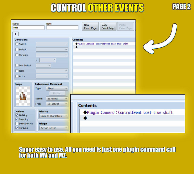 Control Other Events - RPG Maker MV/MZ Plugin by Sang Hendrix