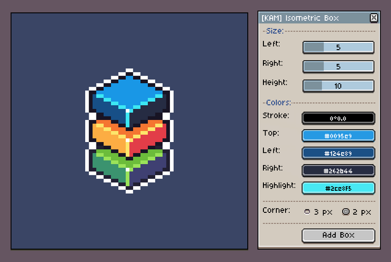 Isometric Box Generator for Aseprite by darkwark