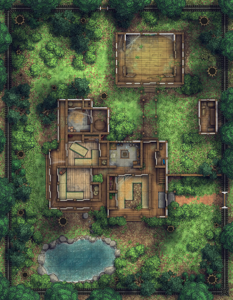 Japanese Manor - Tendo Dojo - DnD/D&D Battlemap by Cyclopean