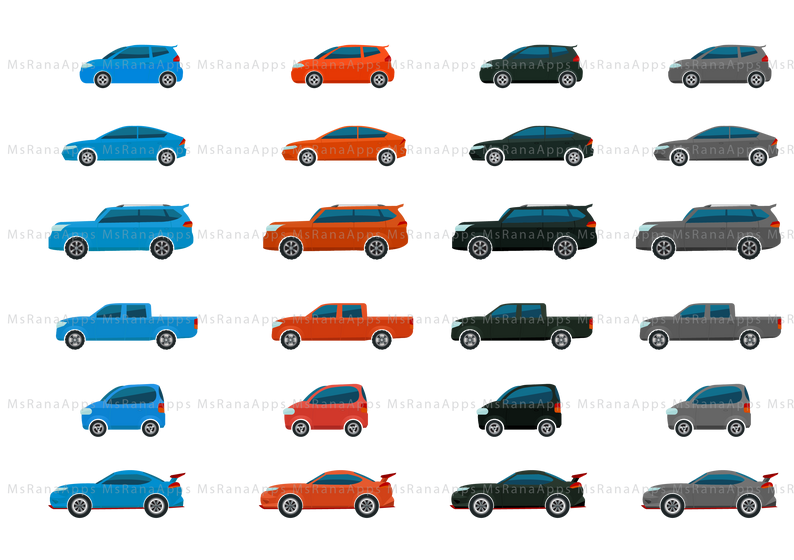 2d Cars Game Asset Sprites by MsRanaApps