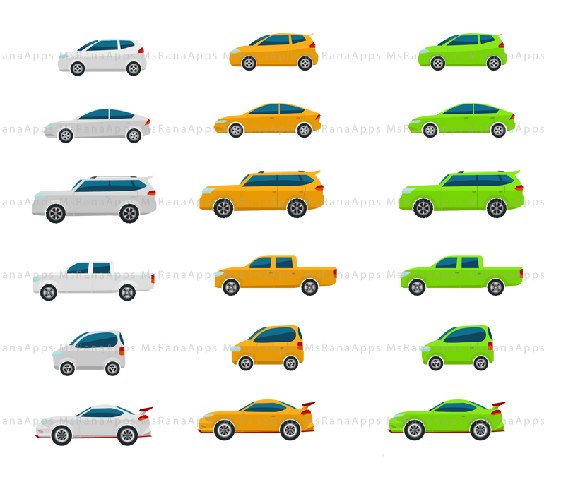 2d Cars Game Asset Sprites by MsRanaApps