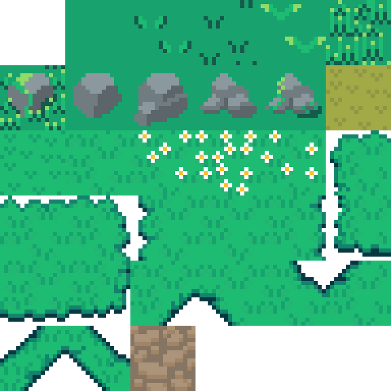 Simple Free tileset grass with rocks by Spectrecz
