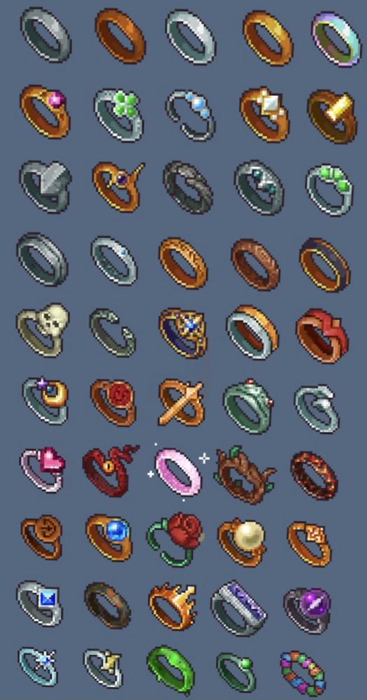 50 32x32 Pixel Art Rings by Albhedo’s Workshop