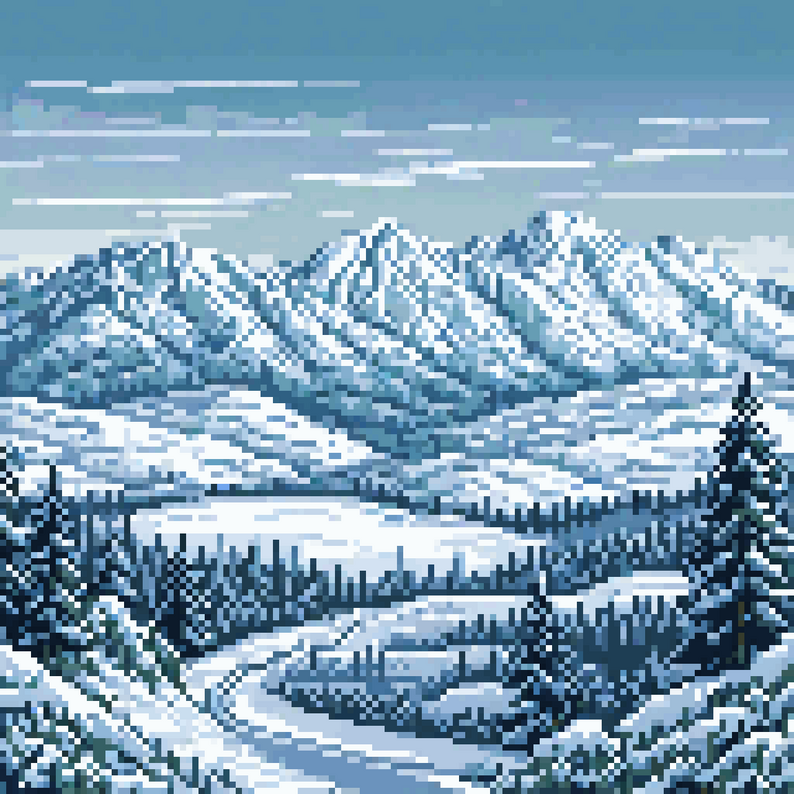 "Snow Lands" | Free Pixel Art Landscape by PIXEL_1992