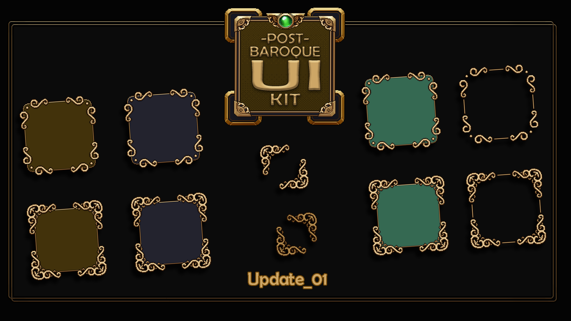Update_01: 10 new panels and frames - Post-Baroque UI/GUI Kit by Barely ...